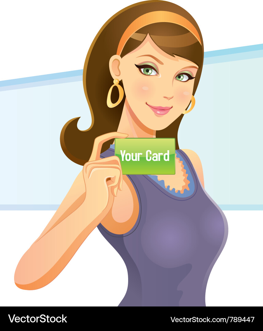 Pretty girl holding card Royalty Free Vector Image