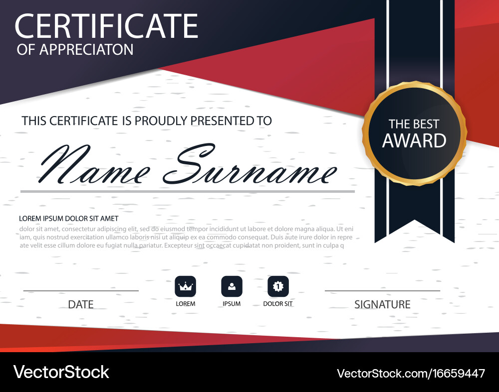 Red black elegance horizontal circle certificate Vector Image
