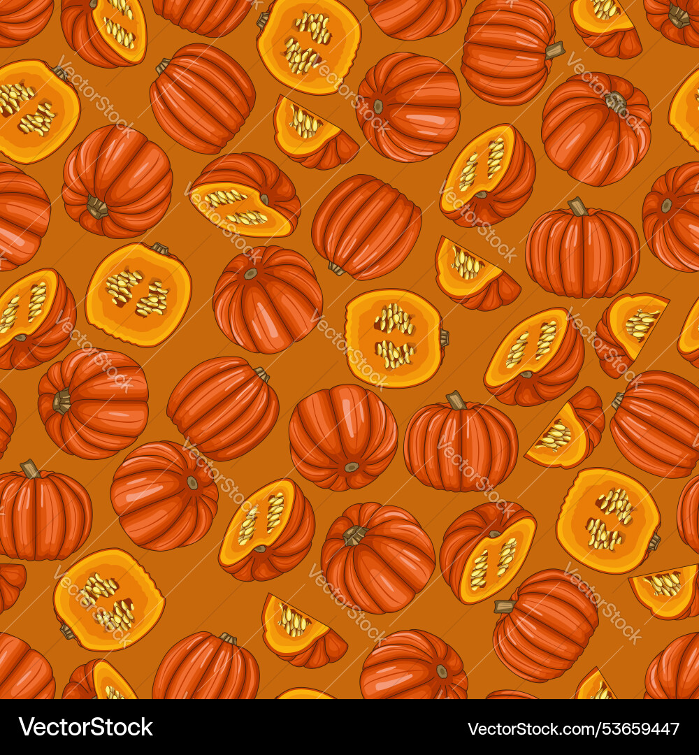 Seamless pattern with big max pumpkin Royalty Free Vector