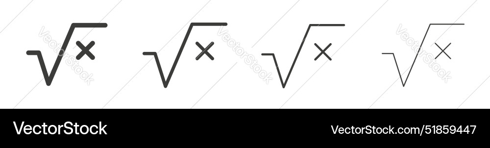 Square root icon set math number formula Vector Image Square root icon set math number formula Vector Image