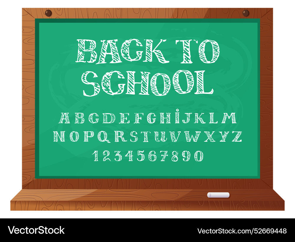 Back to school chalk alphabet on green board Vector Image