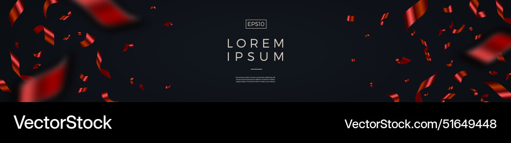 Banner with red foil confetti on a black Vector Image