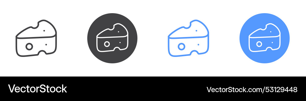 Cheese icon flat set in black and white color Vector Image