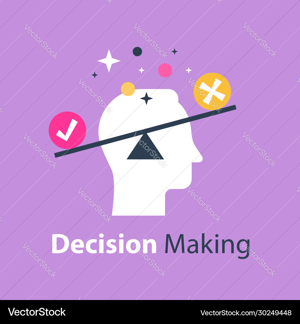 Decision making pros and cons versus concept Vector Image