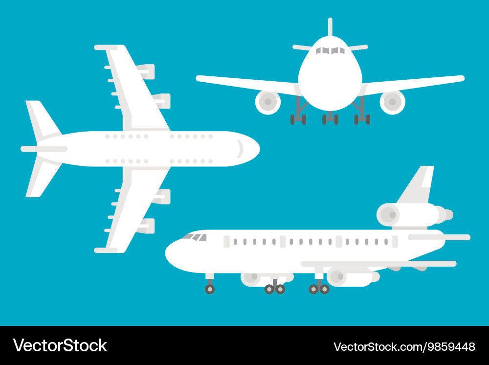 Flat design airplane set Royalty Free Vector Image