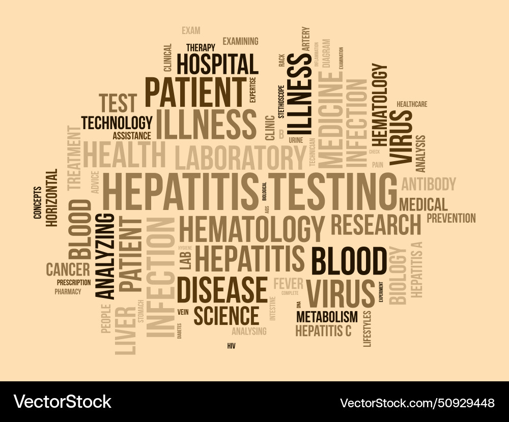 Hepatitis testing word cloud template health Vector Image