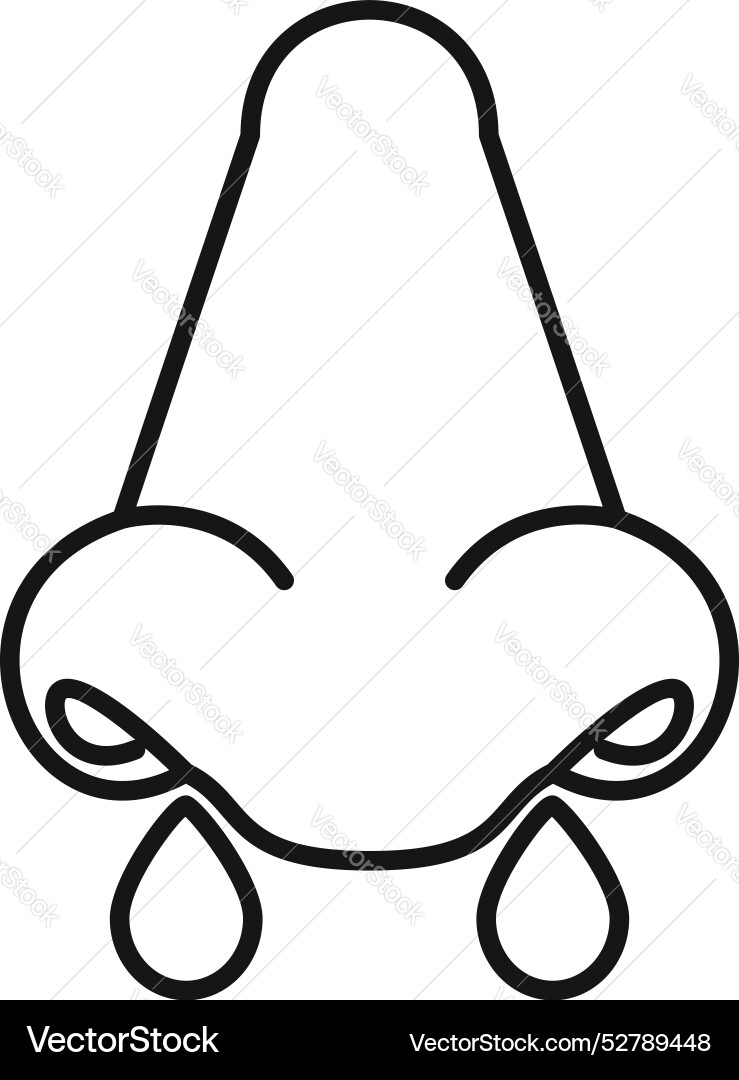 Human nose having a runny with snot flowing Vector Image