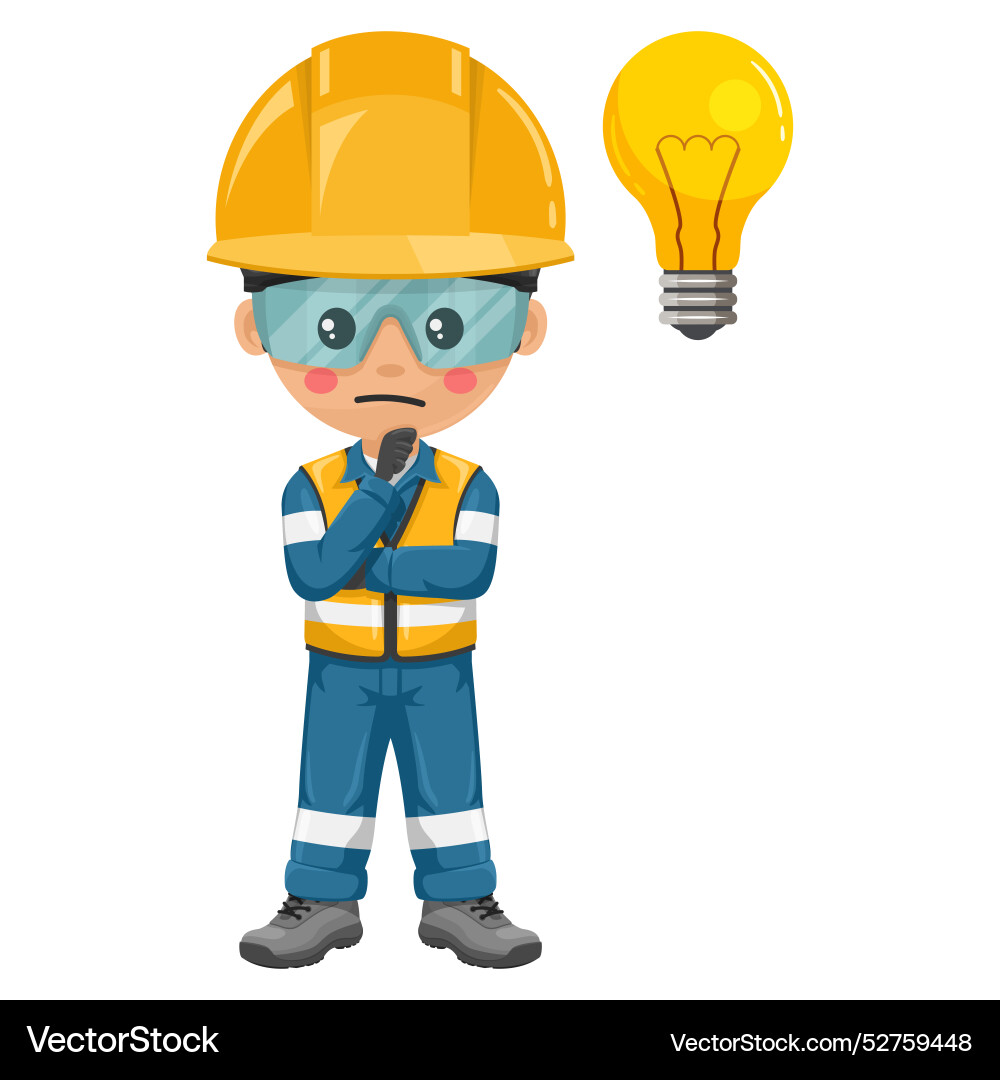 Industrial engineer expressing doubt focus Vector Image