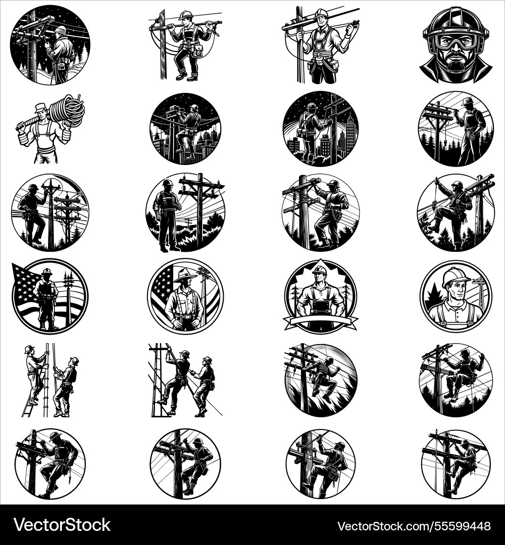 Lineman electrician Royalty Free Vector Image - VectorStock