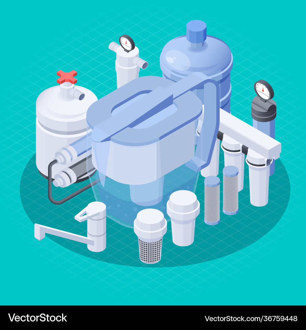 Water filtration composition Royalty Free Vector Image