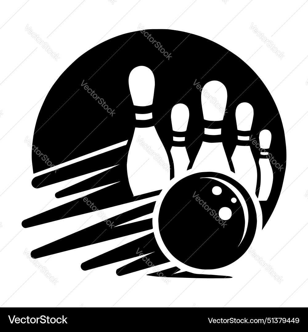 Bowling strike monochrome clip art Royalty Free Vector Image