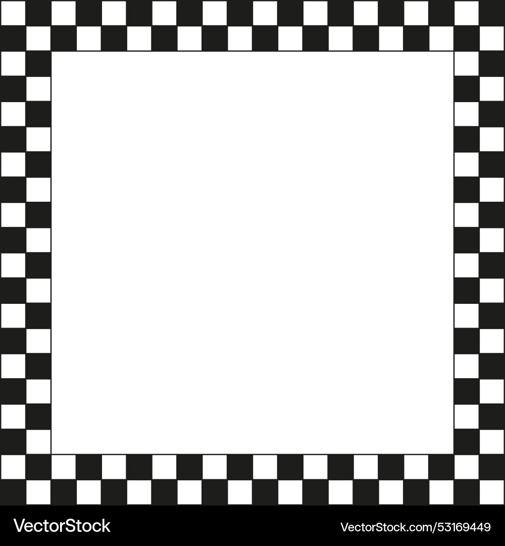 Checkered border frame black and white squares Vector Image