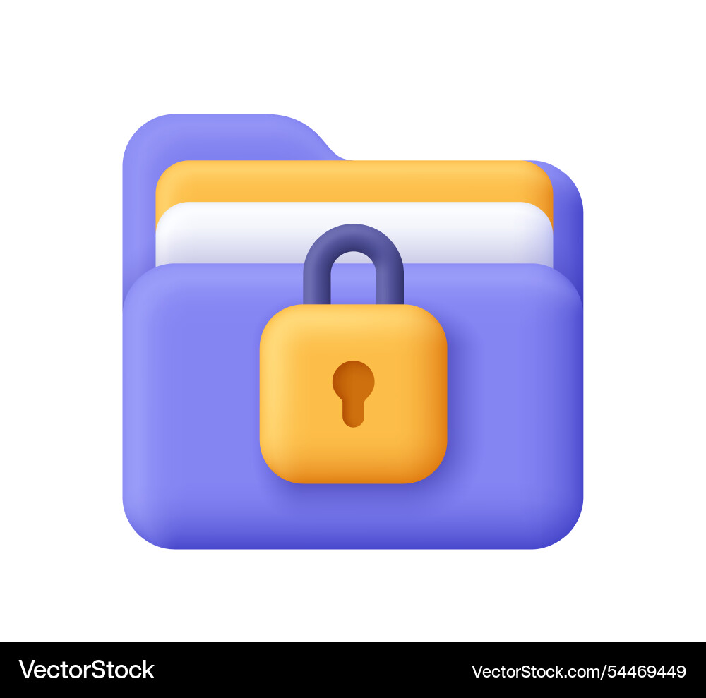 Folder with documents and a lock data security Vector Image