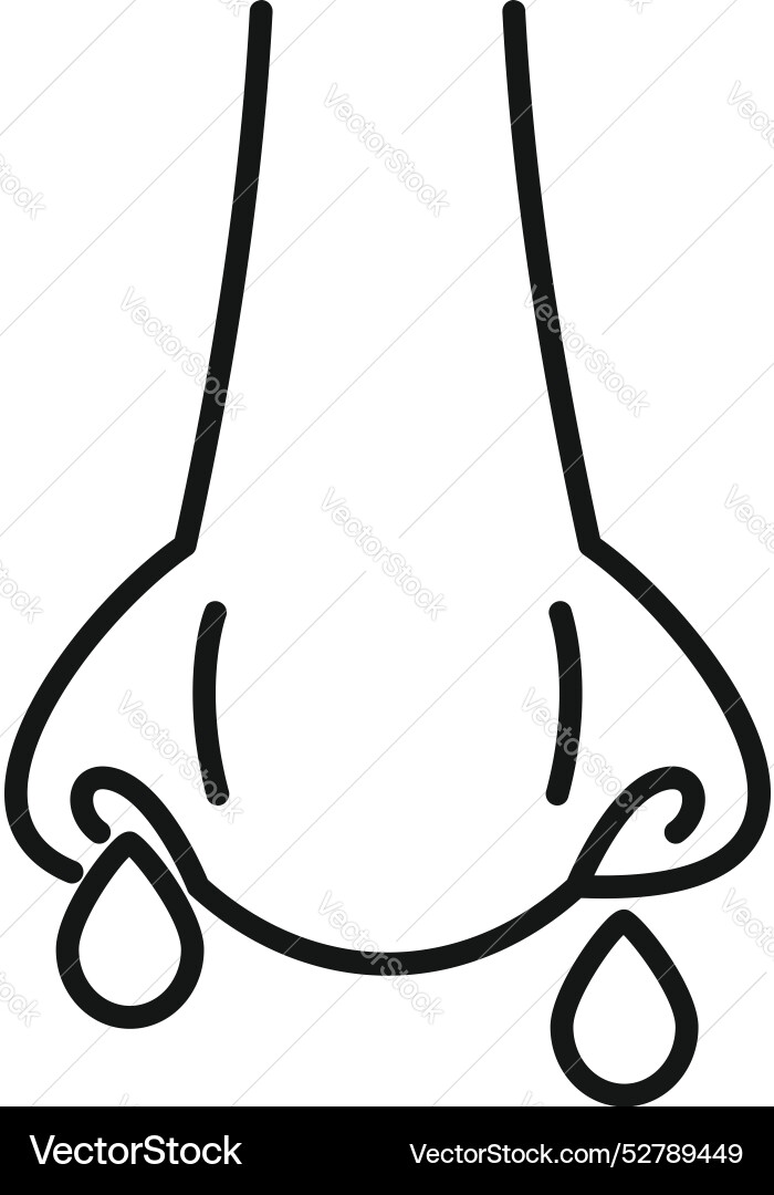 Human nose dripping snot showing symptoms Vector Image