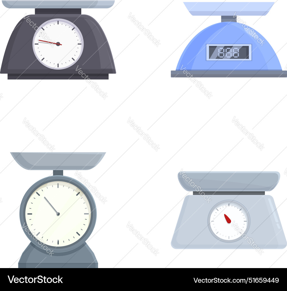 Set of four kitchen scales Royalty Free Vector Image
