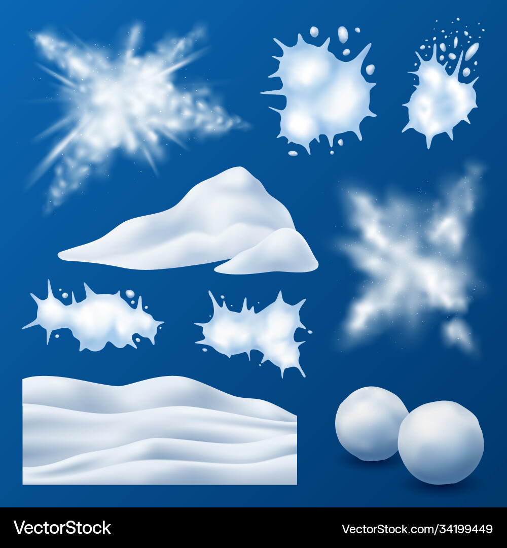 Snow elements realistic set Royalty Free Vector Image