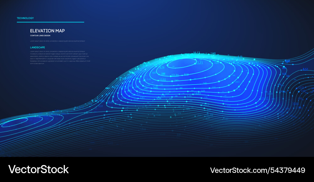 Topographic map blue technology background big Vector Image
