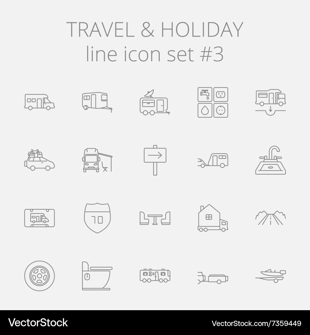 Travel and holiday icon set Royalty Free Vector Image