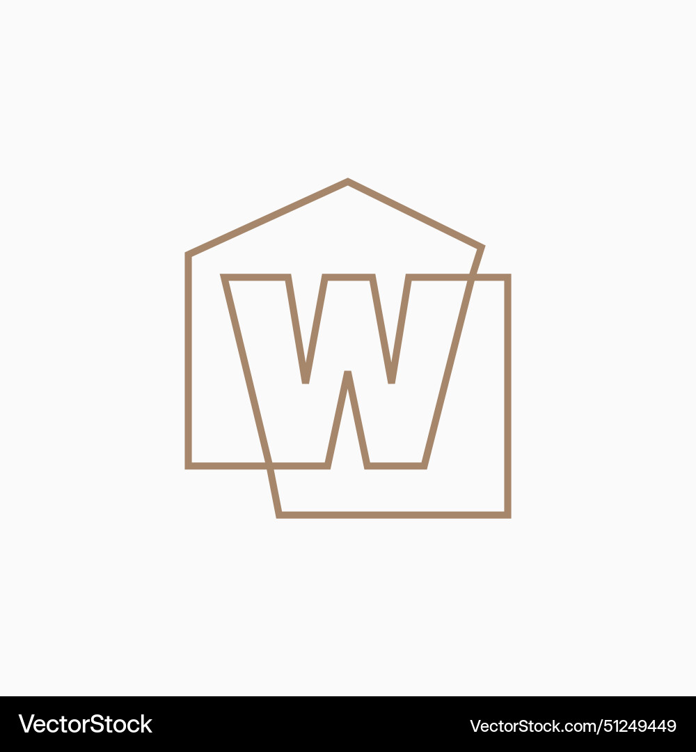 W letter house monogram home mortgage architect Vector Image