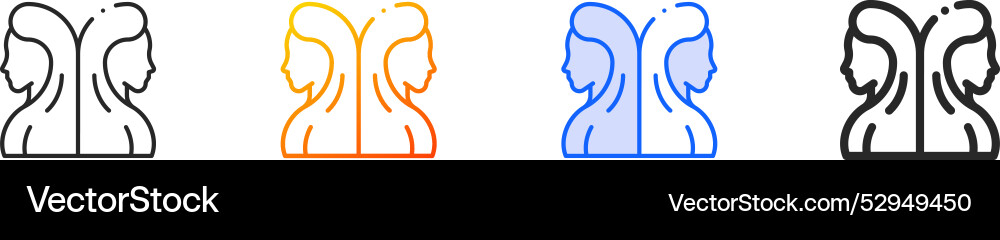 Gemini iconthin linear gradient blue stroke Vector Image