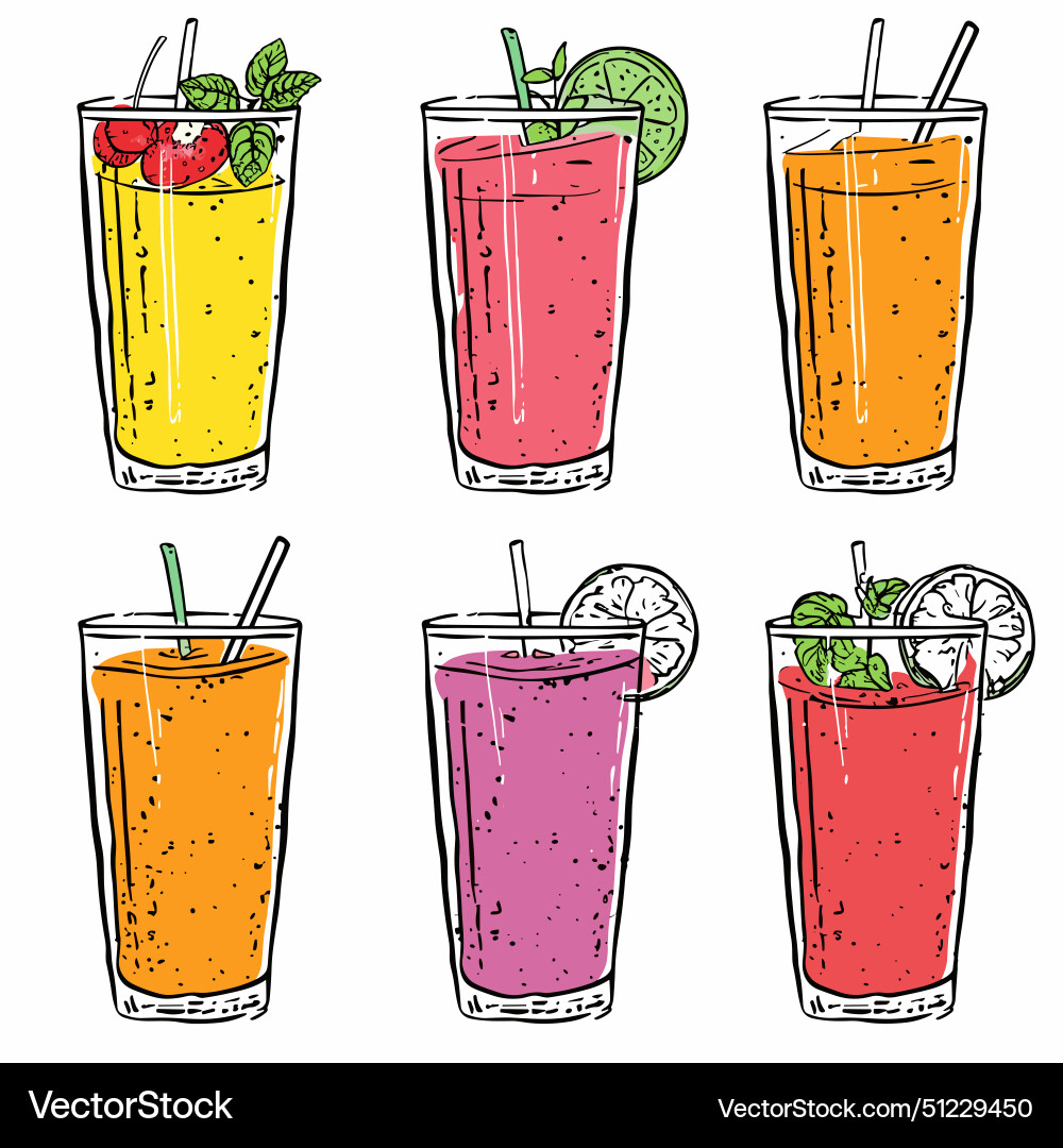 Handdrawn colorful fruit smoothie Royalty Free Vector Image