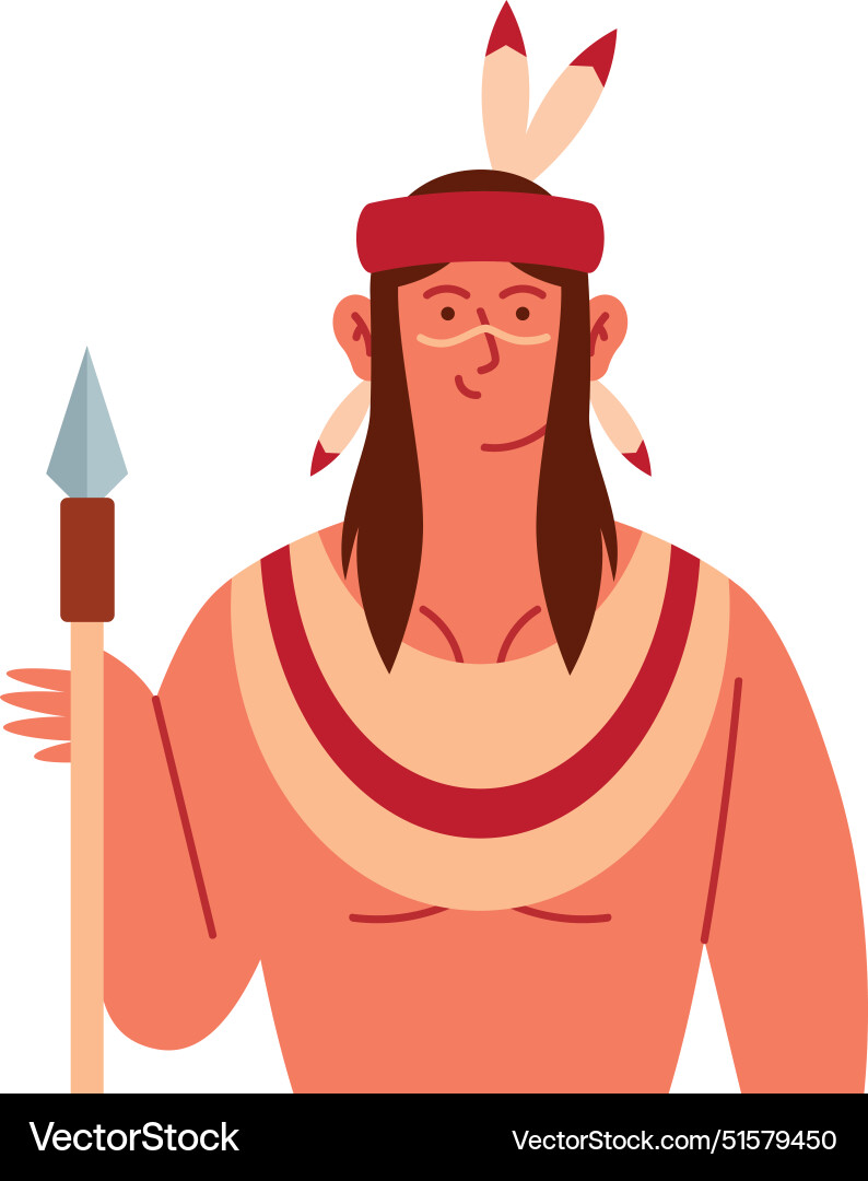 Indigenous warrior man with arrow Royalty Free Vector Image