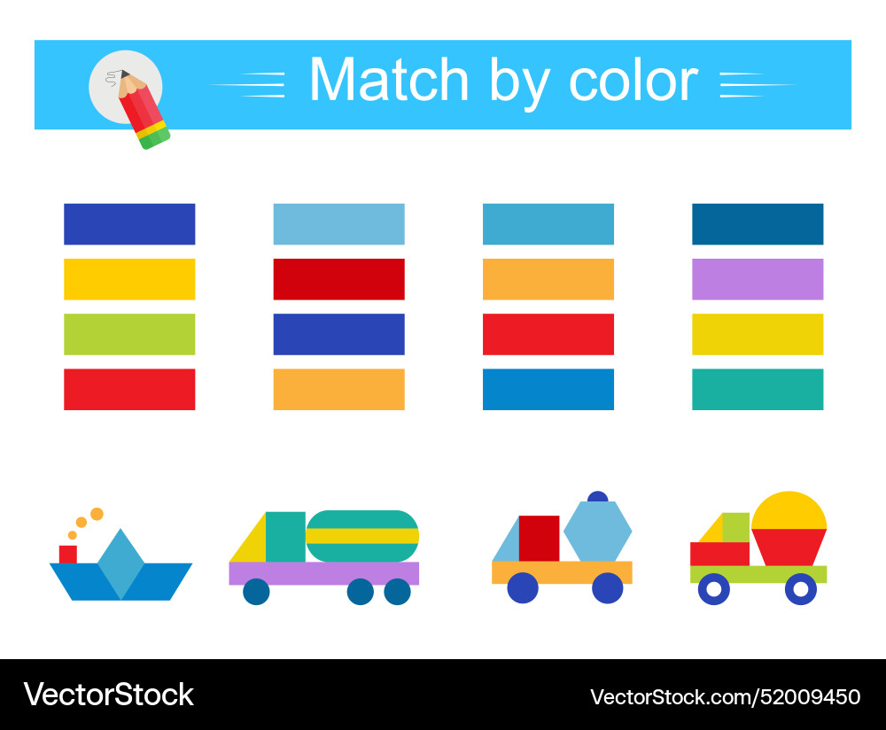Match by color educational game for children Vector Image