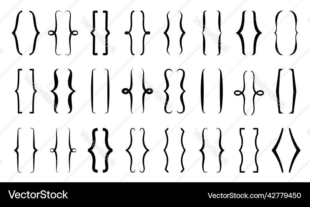 Parenthesis text brackets round or square frames Vector Image