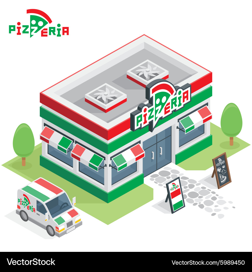 Pizzeria building Royalty Free Vector Image - VectorStock