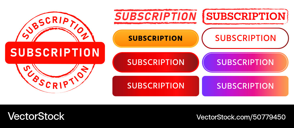 Subscription circle rectangle stamp and button web