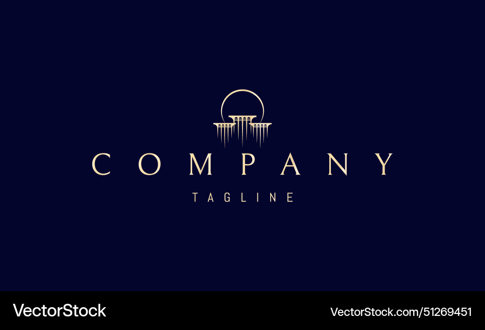 A golden logo with an abstract image Royalty Free Vector