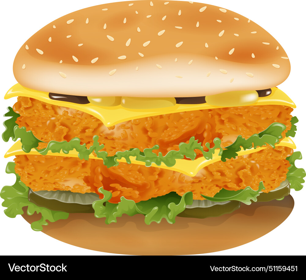 A tasty chicken burger Royalty Free Vector Image