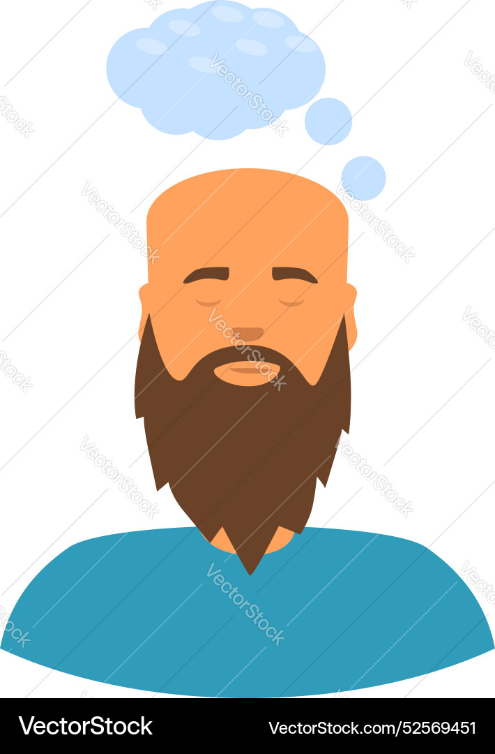 Bearded man is thinking with thought bubble above Vector Image