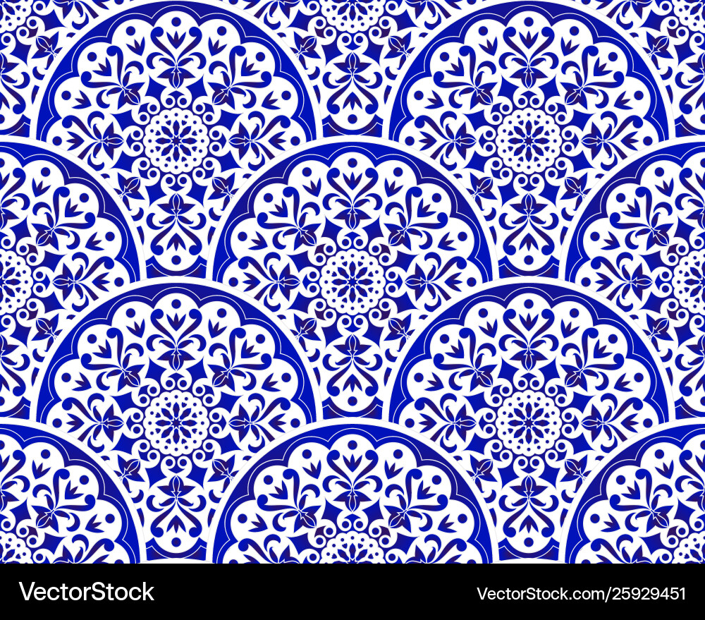 Blue and white pottery pattern Royalty Free Vector Image