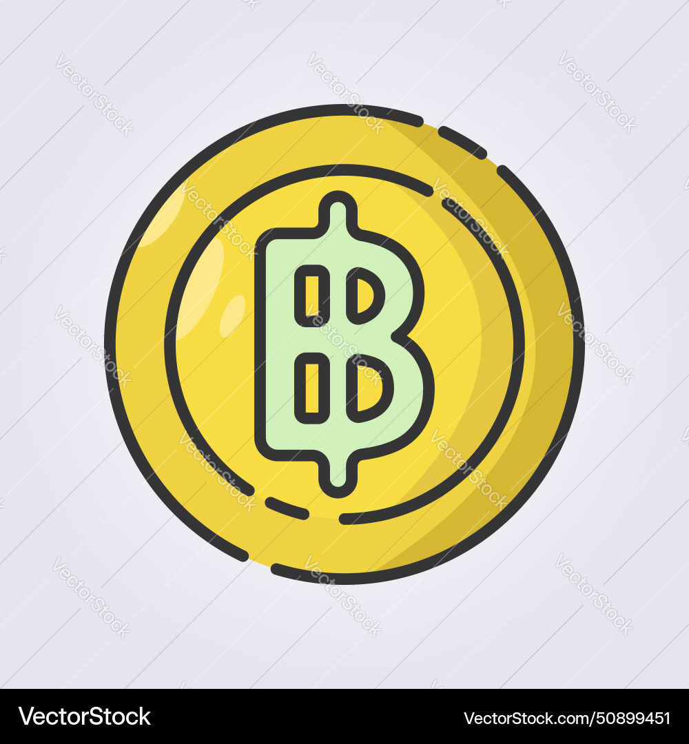 Colored outline bitcoin crypto currency icon logo Vector Image