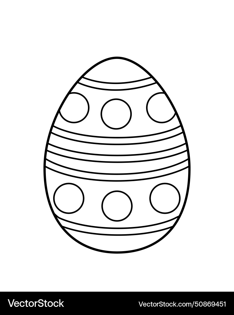 Coloring page easter egg with dots and stripes Vector Image