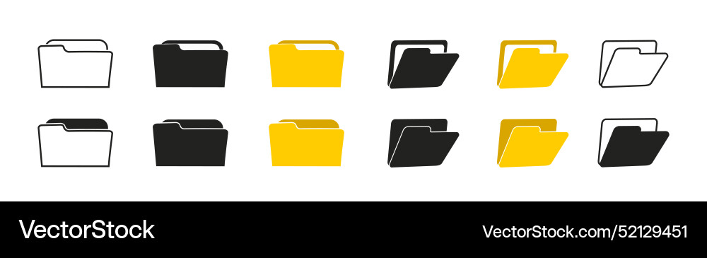 File folder icon set design for app logo etc eps Vector Image