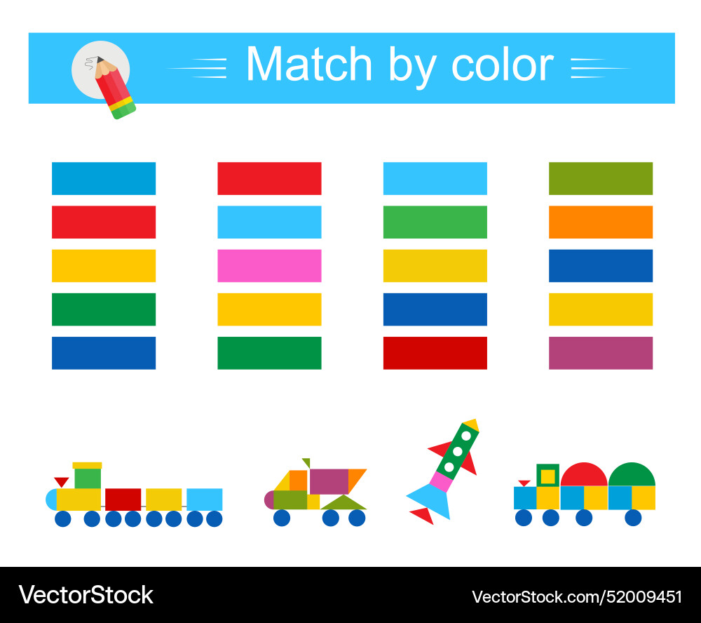 Match by color educational game for children Vector Image