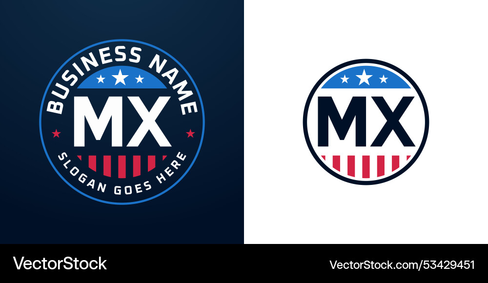 Patriotic mx logo design letter mx logo with Vector Image