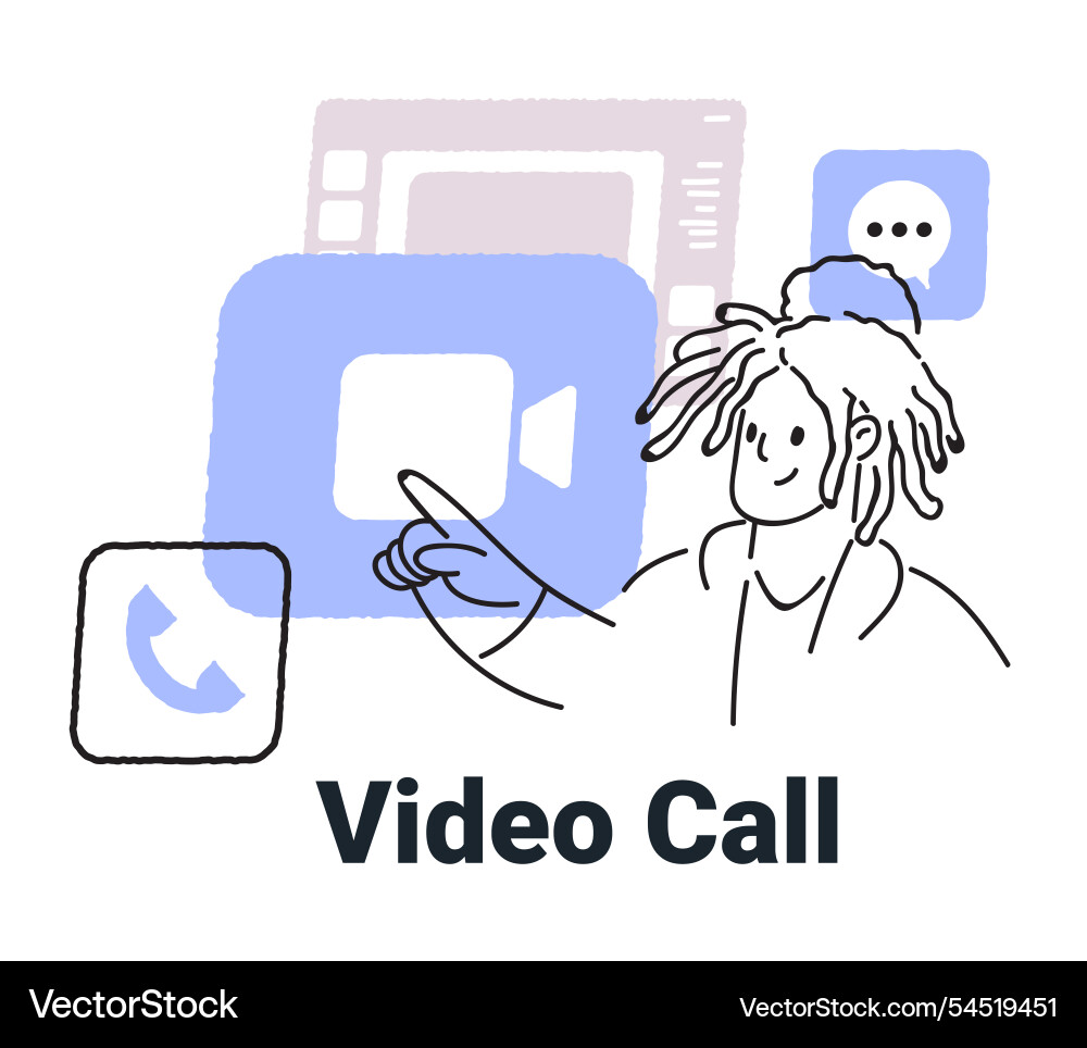 Video call concept person interacting Royalty Free Vector