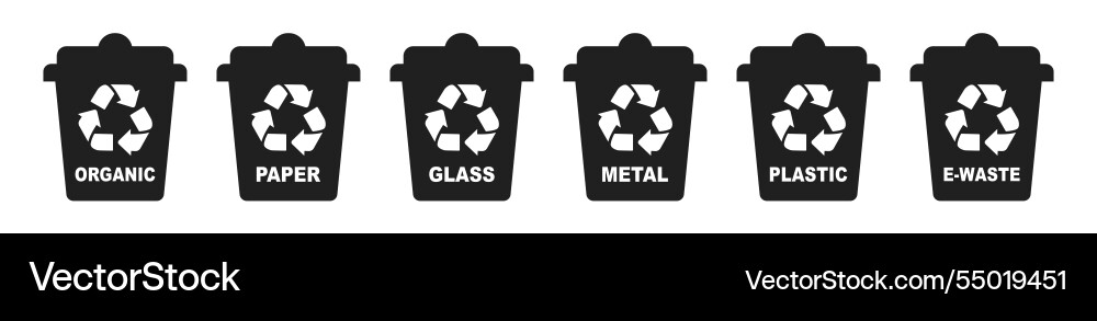 Waste segregation cans with recycling icon waste Vector Image