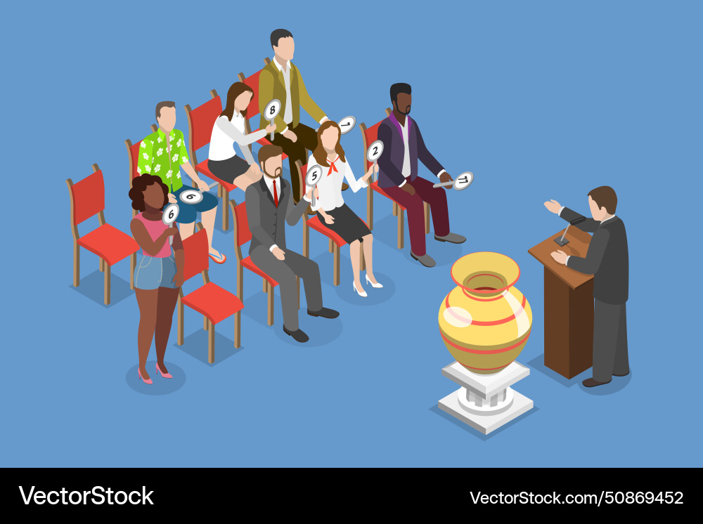 3d isometric flat of auction Royalty Free Vector Image