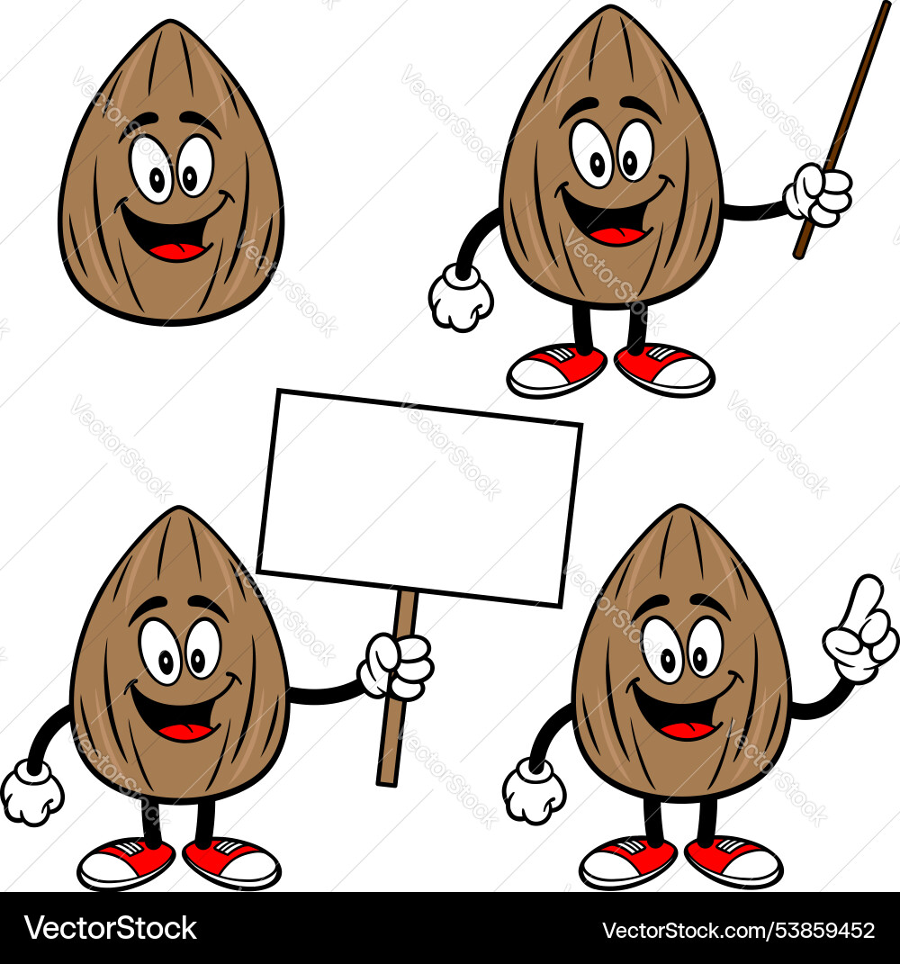 Almond character set 04 Royalty Free Vector Image