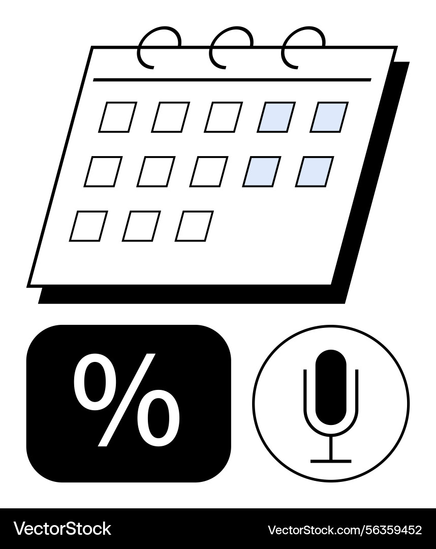 Calendar with highlighted dates percentage symbol Vector Image