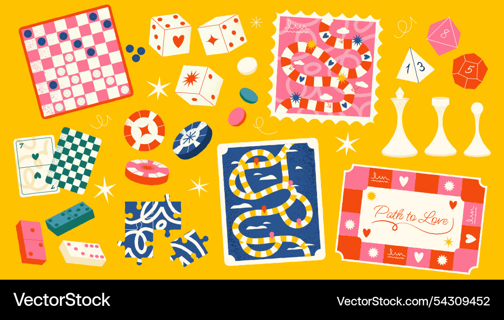 Cartoon board games family fun table strategy Vector Image