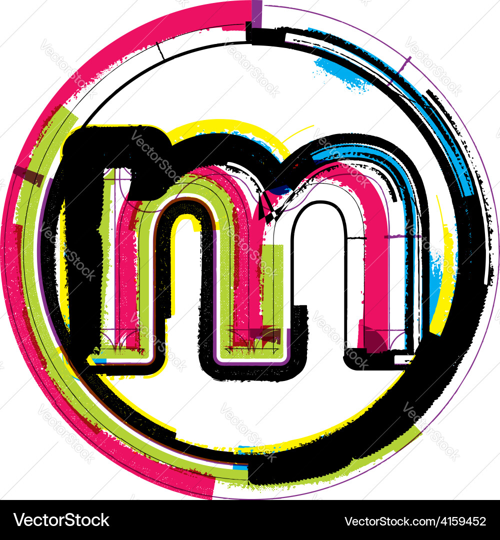 Colorful grunge font letter m Royalty Free Vector Image