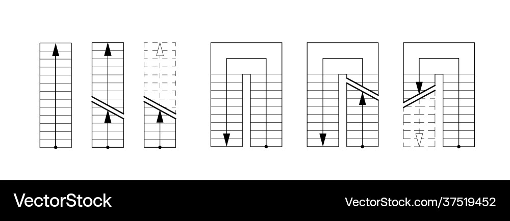 Drawing stairs architectural set for design Vector Image