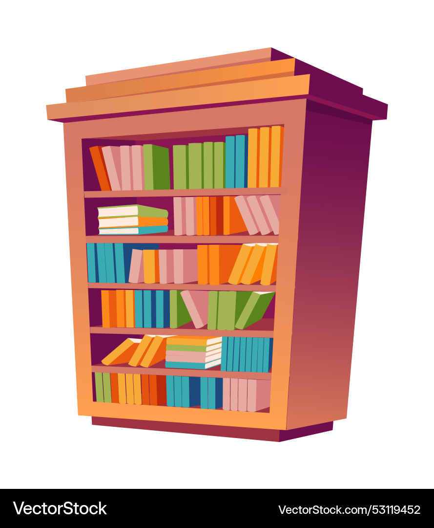 Flat of a colorful bookshelf Royalty Free Vector Image