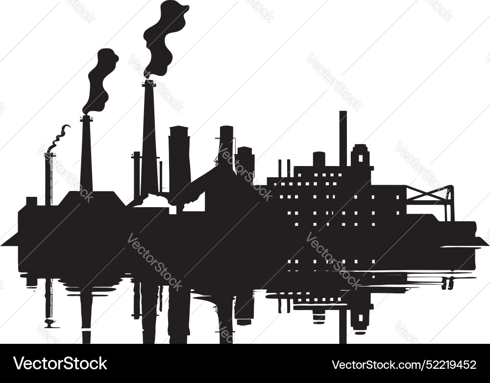 Robust output industrial facility in black Vector Image
