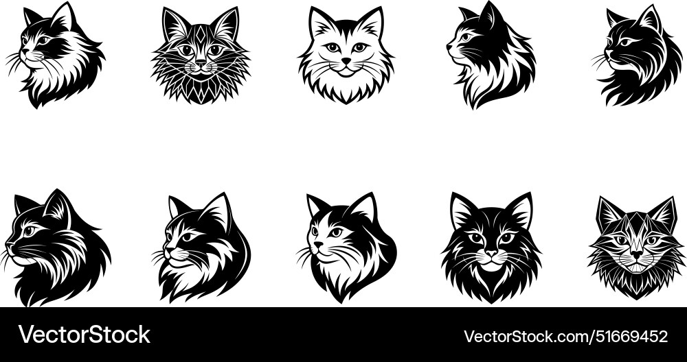 Set of cat logo icon for designs Royalty Free Vector Image